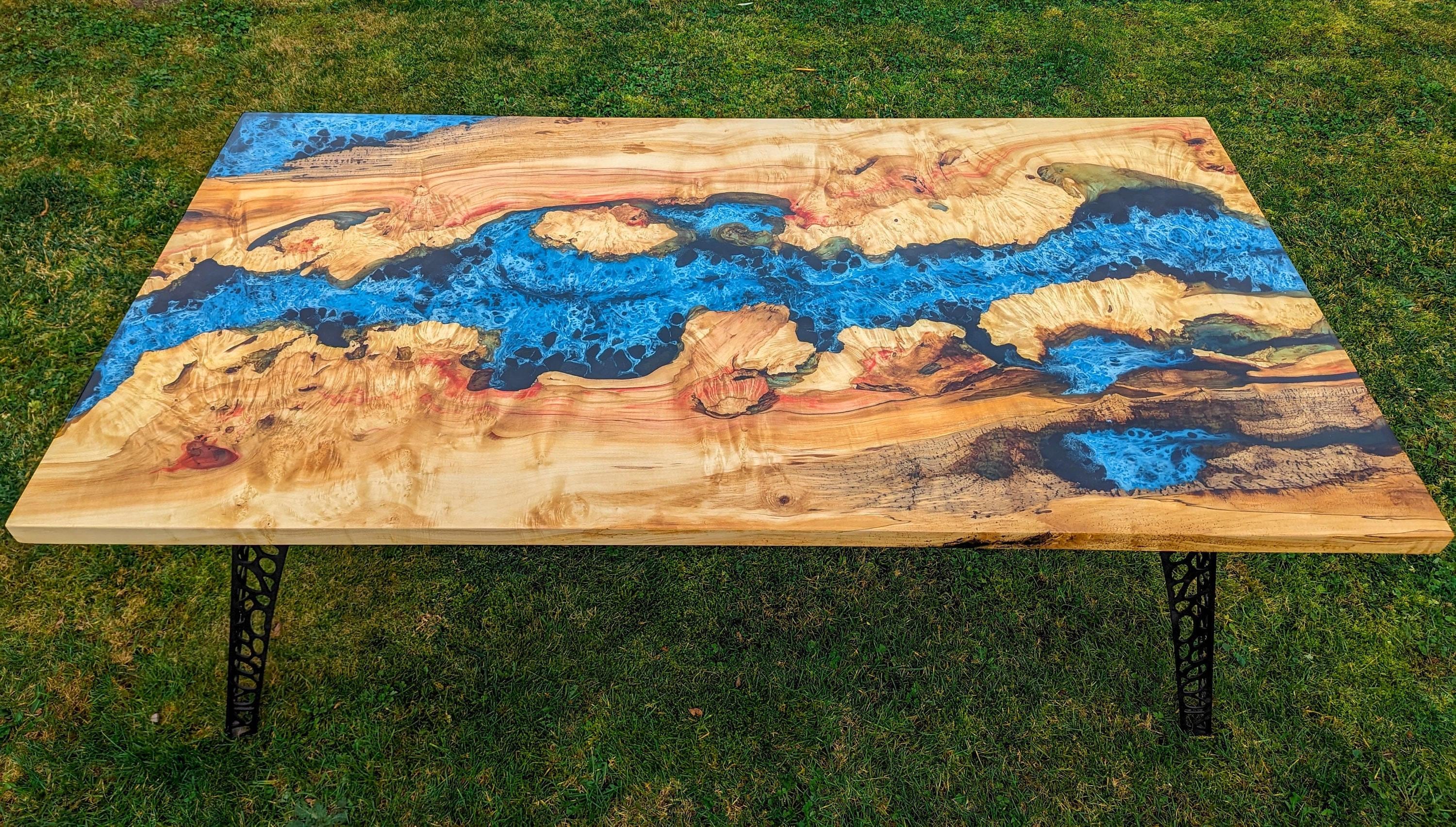 Available, Ocean Epoxy River Table Made From Ash-leaf Maple Wood - Etsy