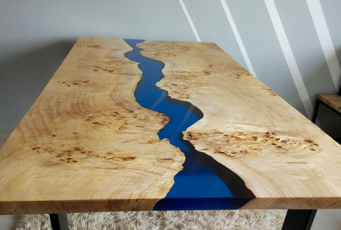 Blue River Table With Epoxy Resin - Etsy