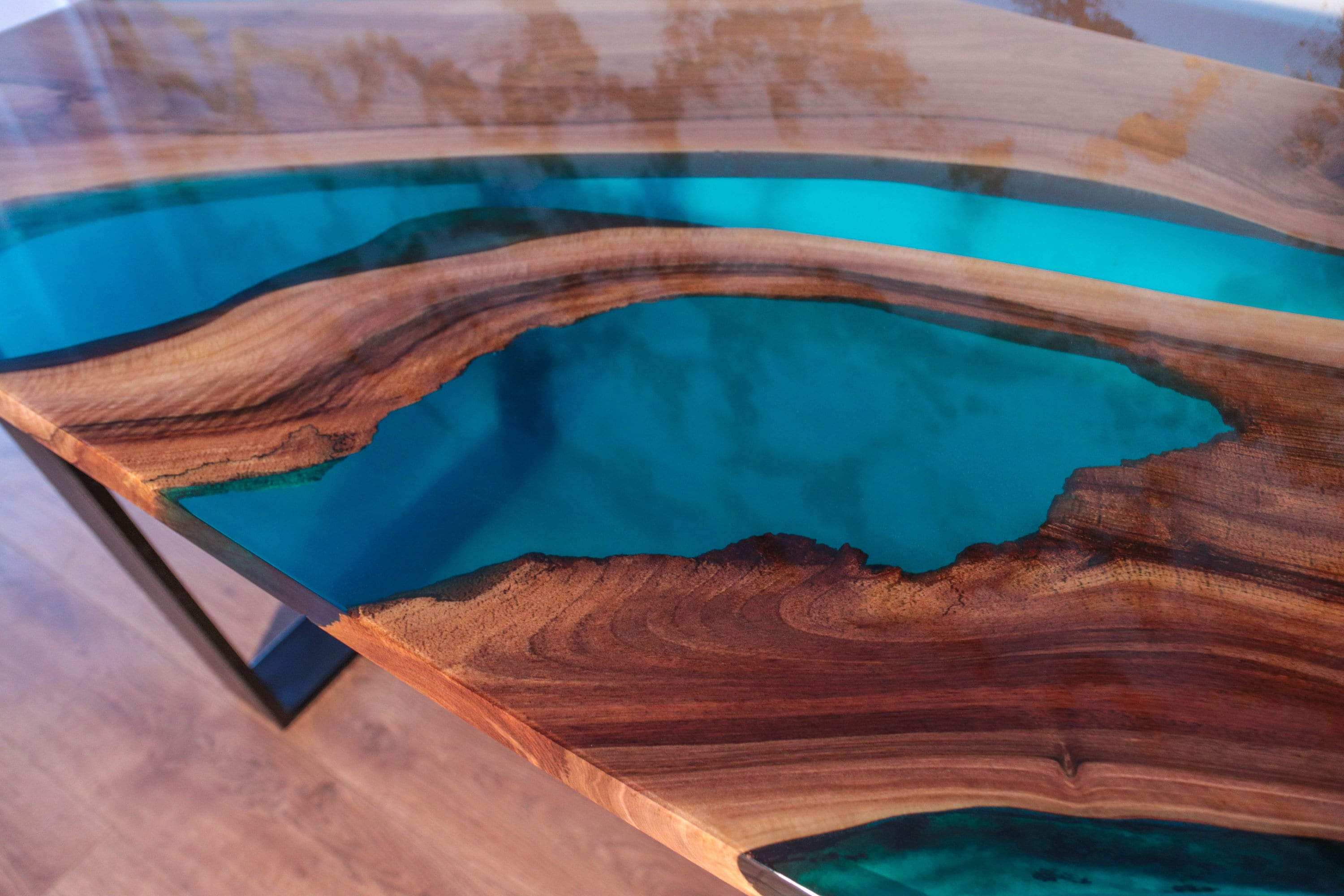 SOLD Live Edge Walnut River Table With Turquoise Epoxy SOLD - Etsy