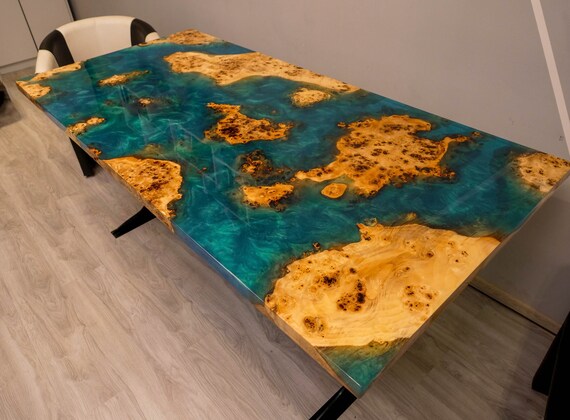 Burl wood epoxy table store