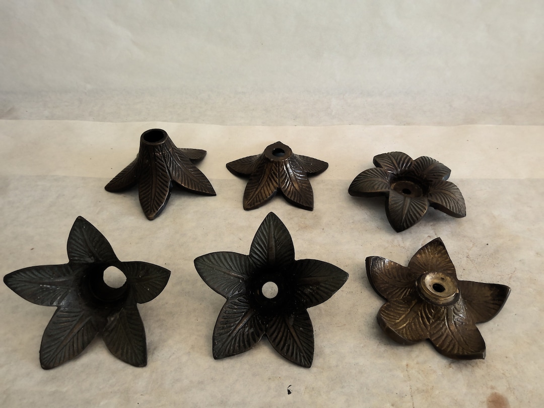 Solid Antique Brass Rosette Bobeches Lamp Parts Leaf or Spider Shape ...