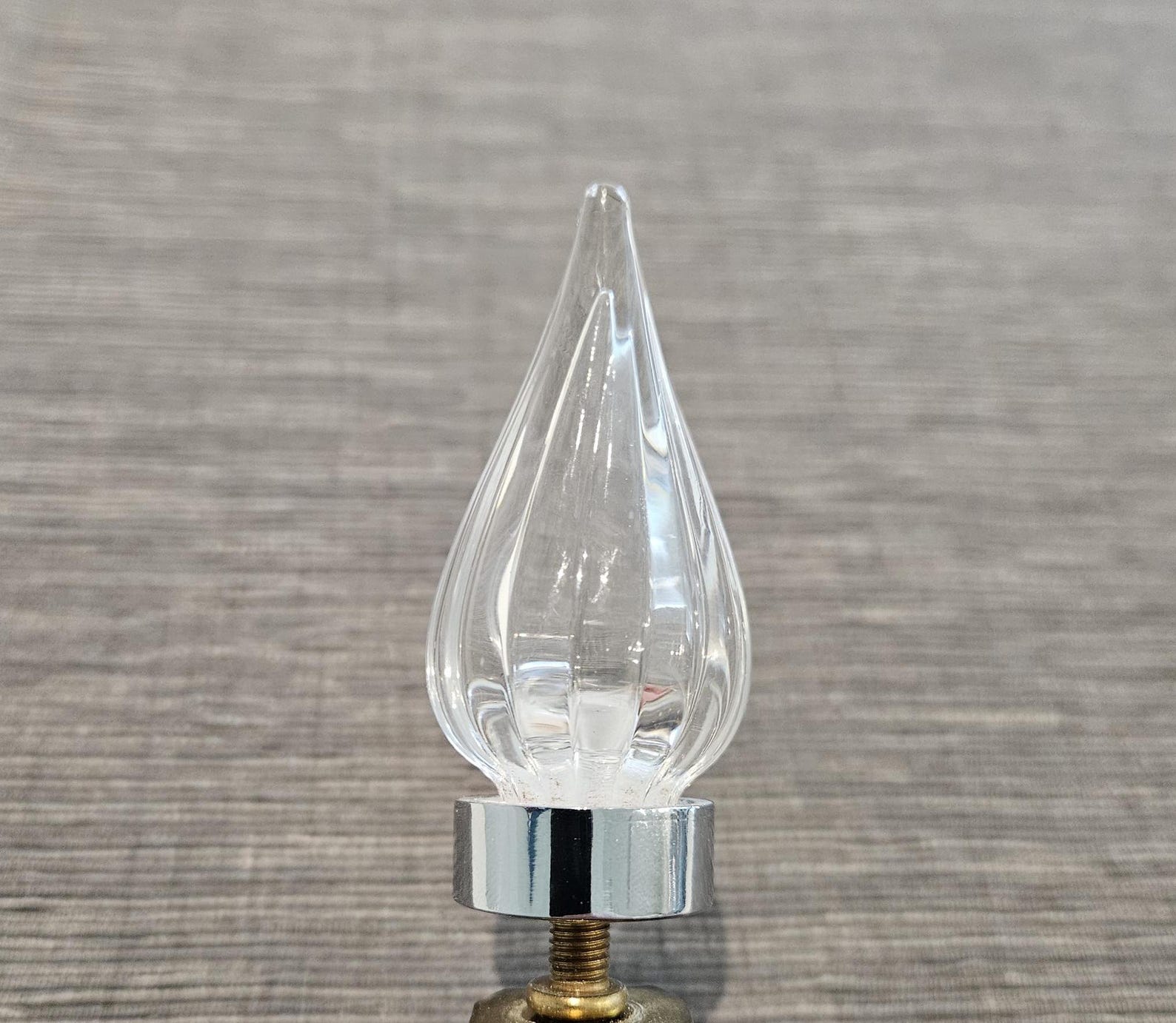 Vintage Crystal and Chrome Finial Ribbed Glass Style Table Lamp Finial ...