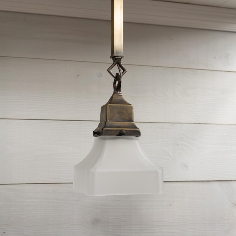 Mission Craftsman Style Ceiling Fixture Pendant Light With Frosted ...