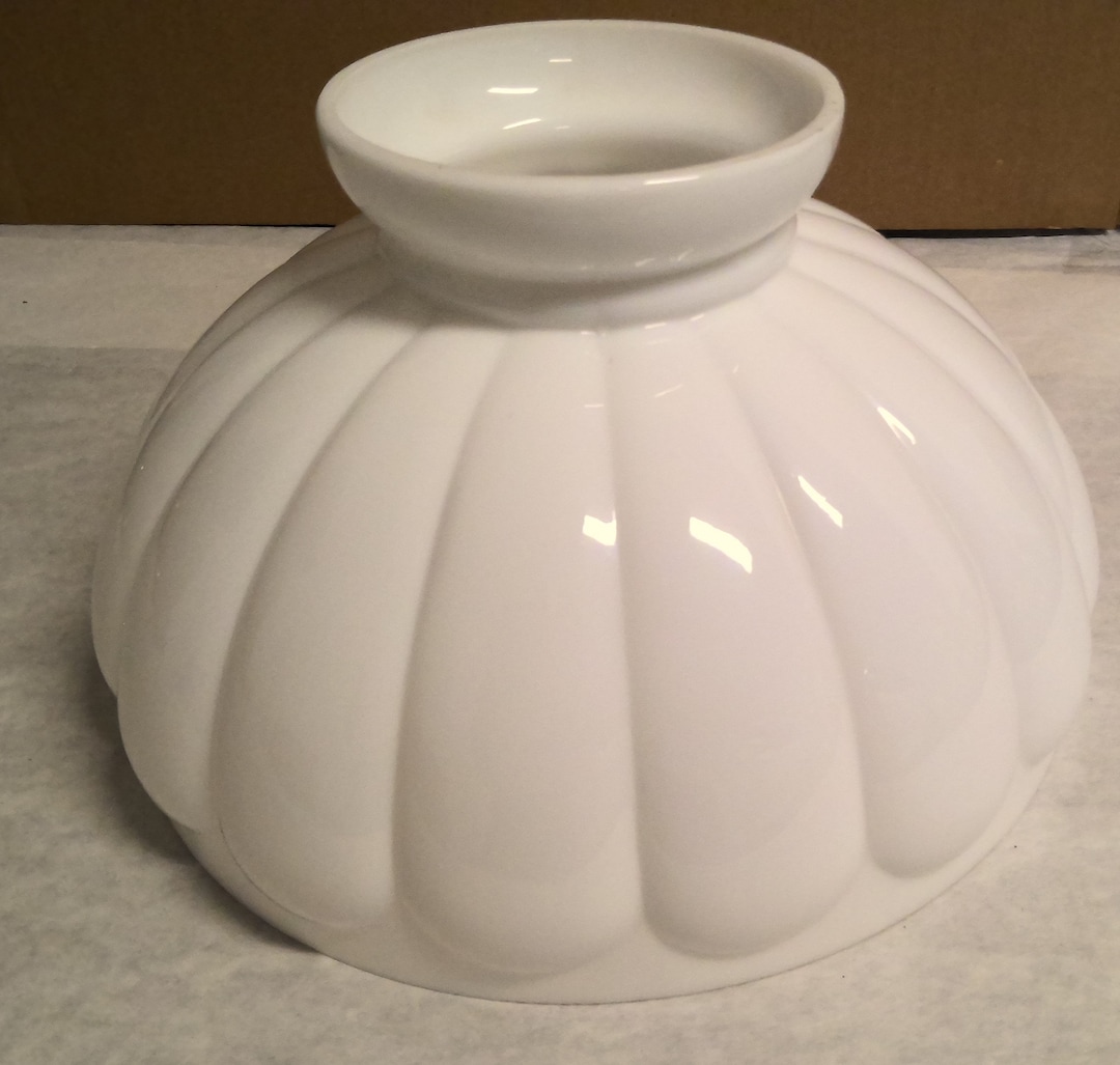 10" Oil Lamp Shade White Mellon Style Opal Shade Globe Rayo Style Oil ...