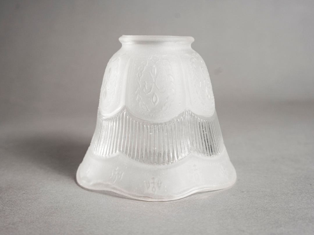 Frosted Embossed and Clear Glass Light Fixture Fan Desk Lamp Shade 2 1/ ...