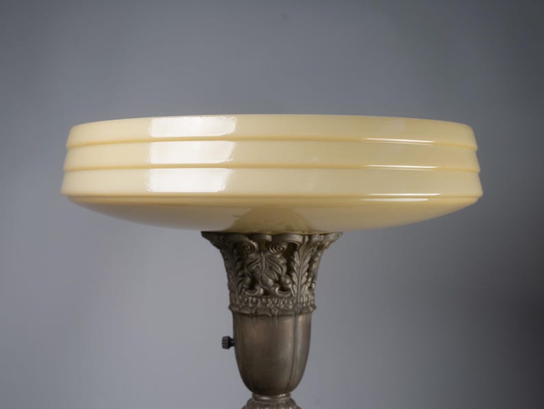 Vintage Style Torchiere Shade Art Deco Floor Lamp Tan Nugold Finish 15 ...