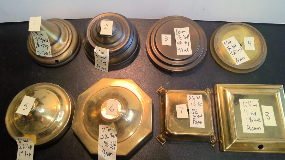8 Different Brass Lamp Bases Parts DYI Part Assorted Shapes and Sizes ...