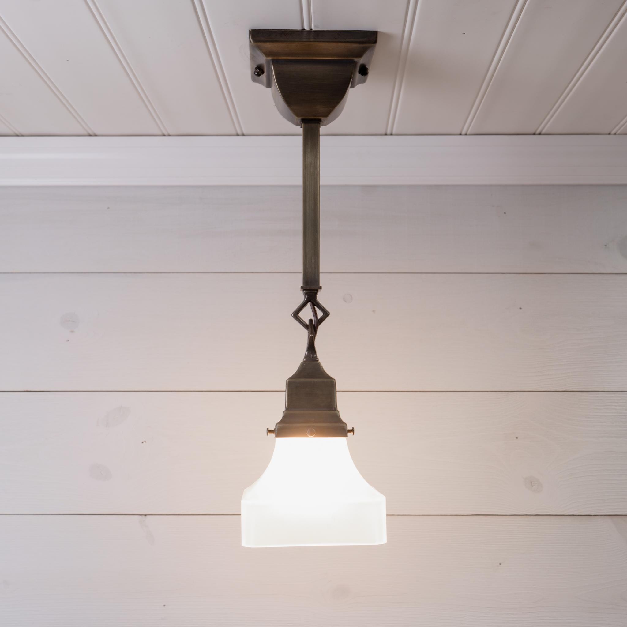Mission Craftsman Style Ceiling Fixture Pendant Light With Frosted ...