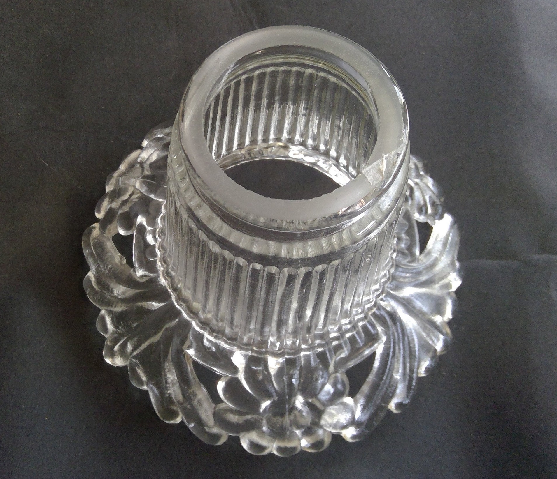 Embossed Flower Rim Glass Lamp Shade Clear Ribbed Globe - Etsy