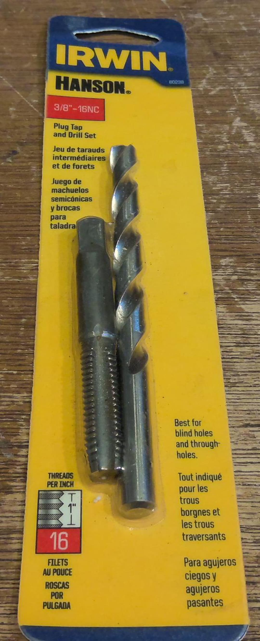 Irwin Hanson 3/8 16-NC High Carbon Steel Plug Tap & Drill Bit Free Ship ...