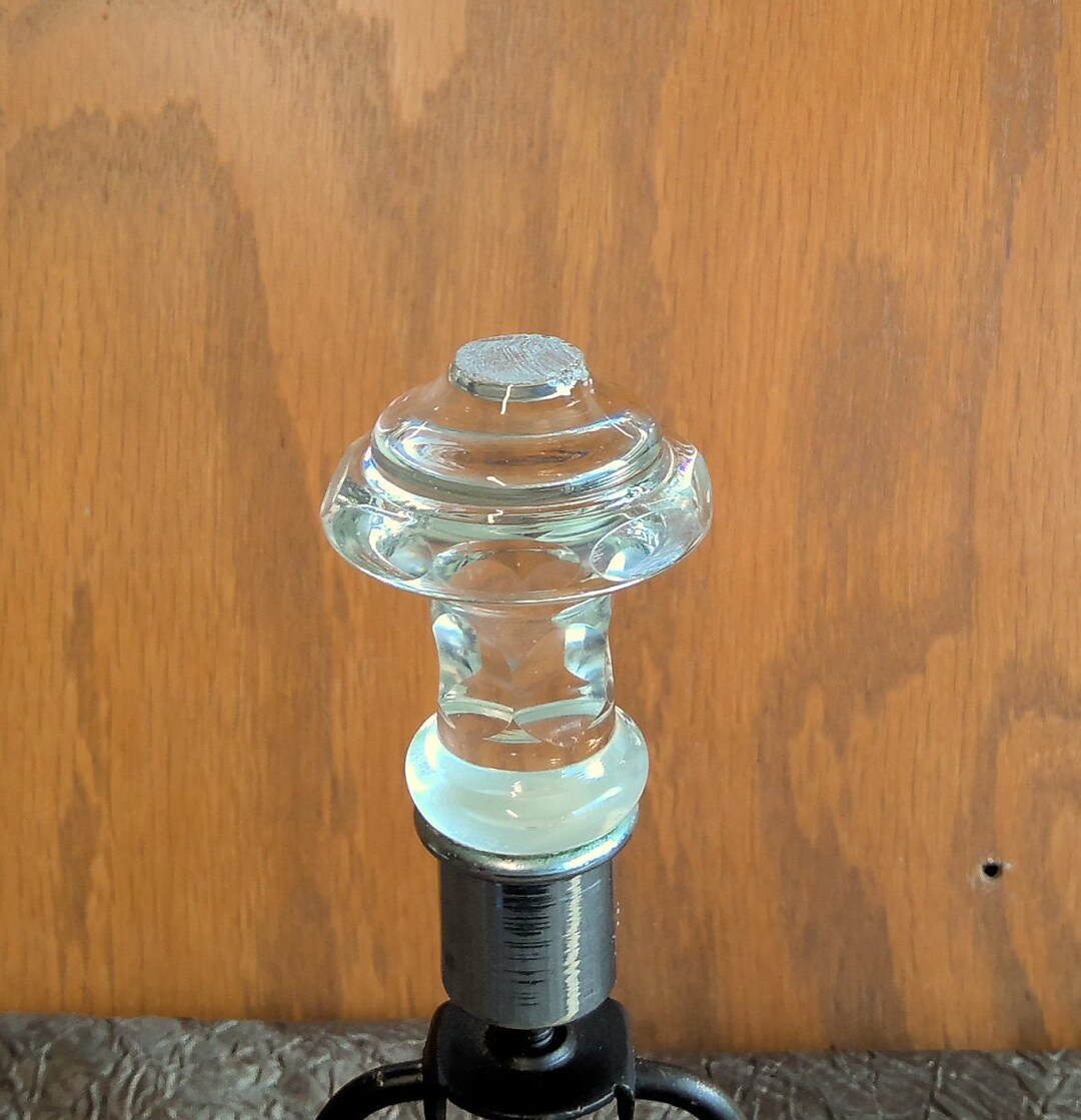 Vintage Crystal and Chrome Finial Glass Style Table Lamp Finial Topper ...
