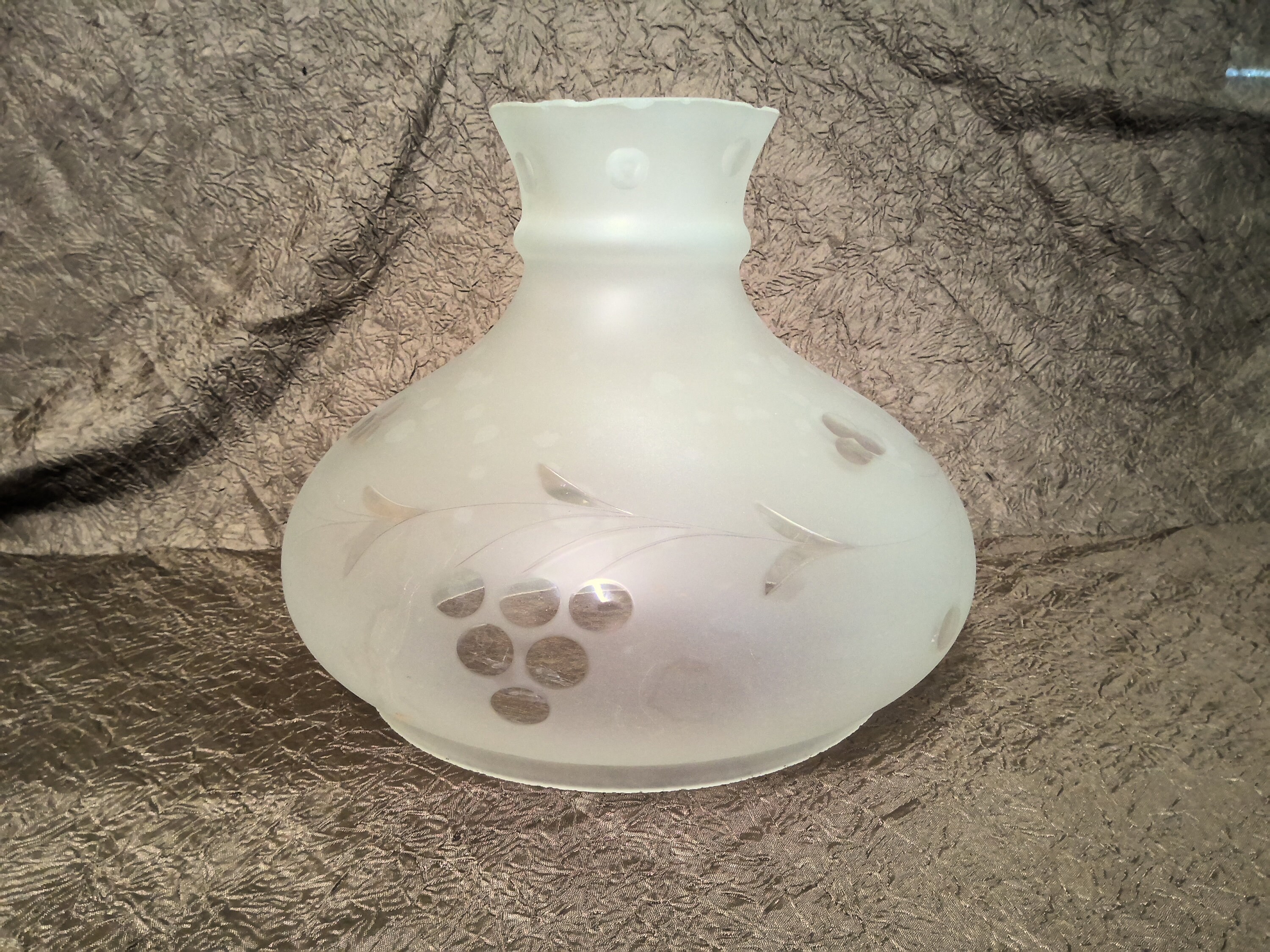 Student Lamp Globe Floral Cut Glass Oil ~ Kerosene Lamp Glass Shade ...