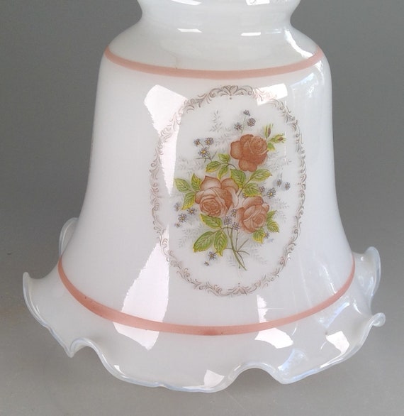 Floral Decorated Opal Fixture Fan Pendant Shade or Floor - Etsy