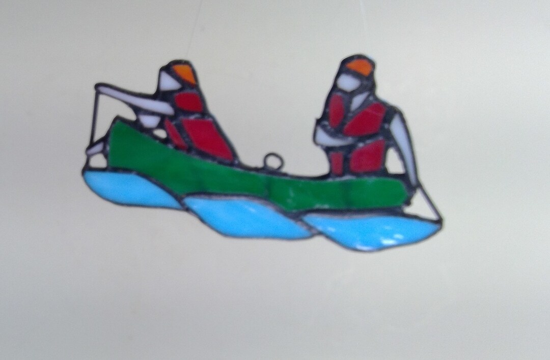 Stained Glass Canoe on River Sun Catcher Window Hanger - Etsy
