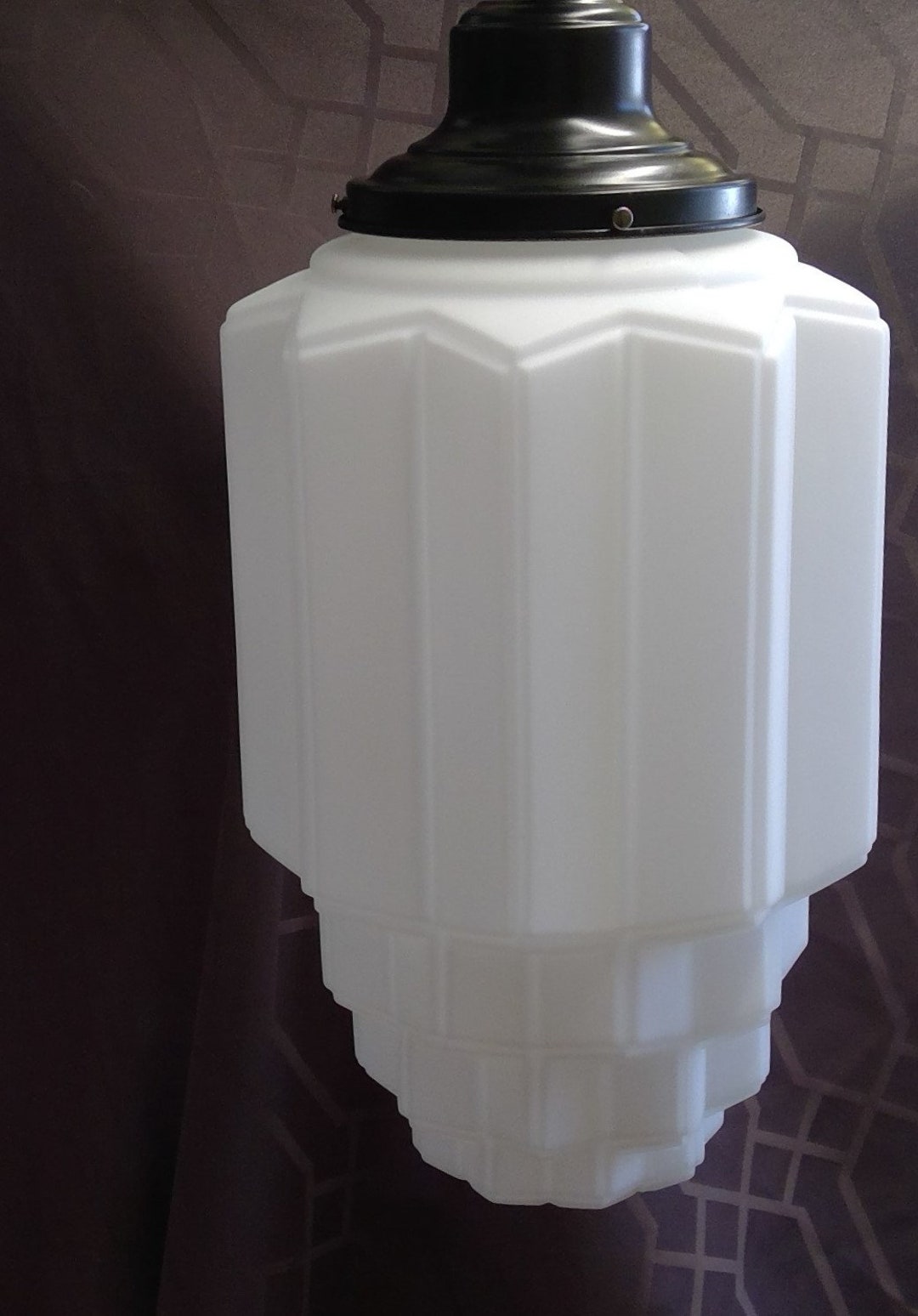 Art Deco White School House Globe Style Hanging Fixture in - Etsy