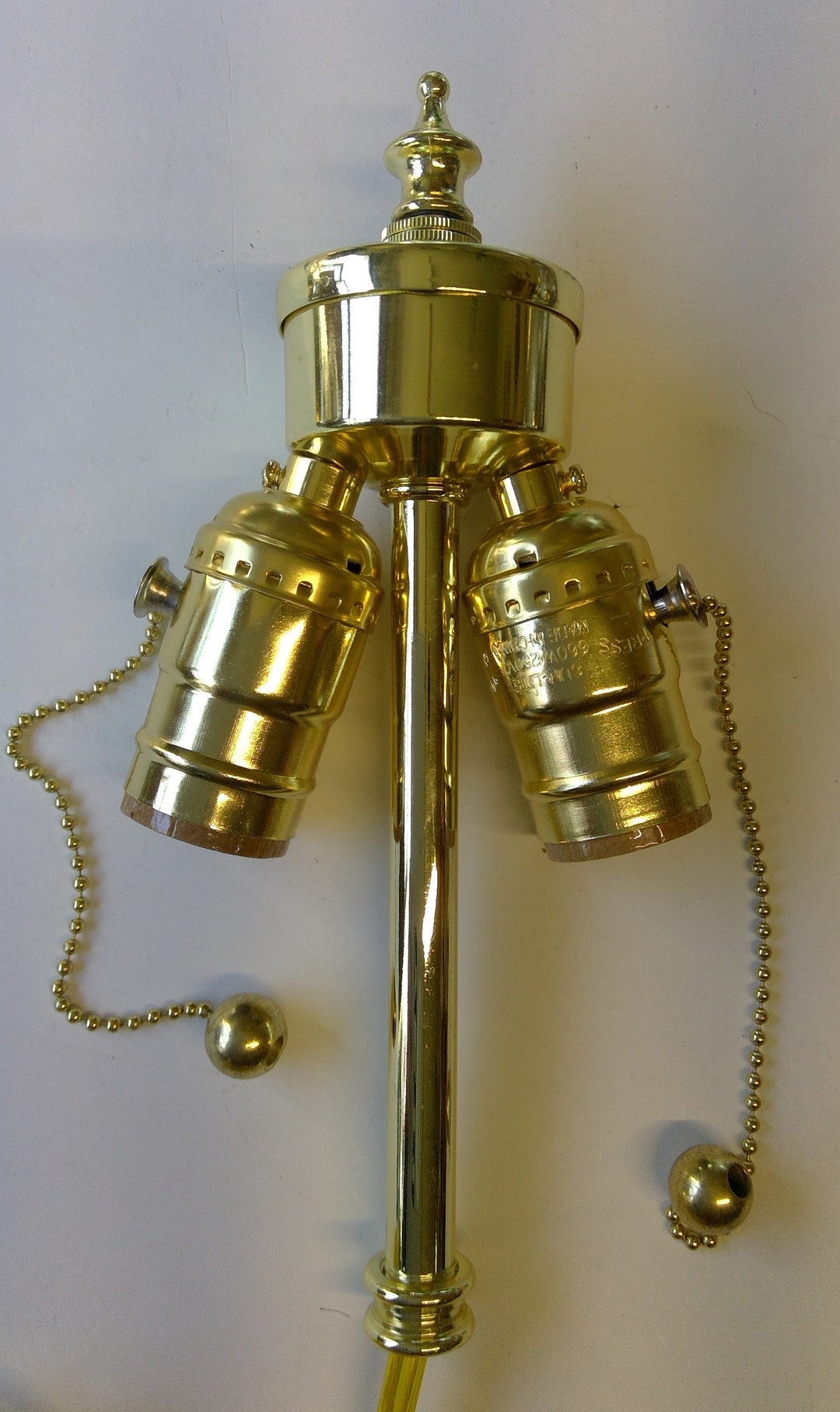 Table Lamp Top 2 Sockets Pull Chain Cluster DIY Part Polished Brass or ...