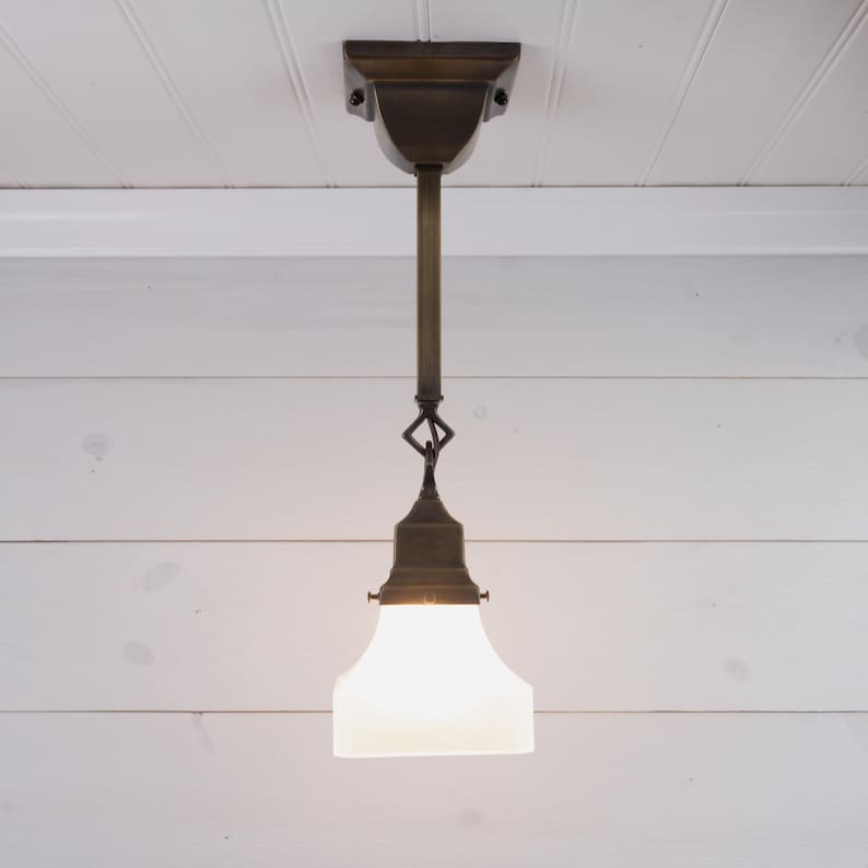 Mission Craftsman Style Ceiling Fixture Pendant Light With Frosted ...