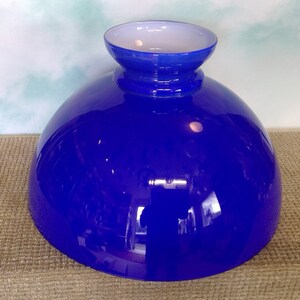 14" Blue Cased Glass Student Parlor Lamp Globe Oil Kerosene Lamp Glass ...