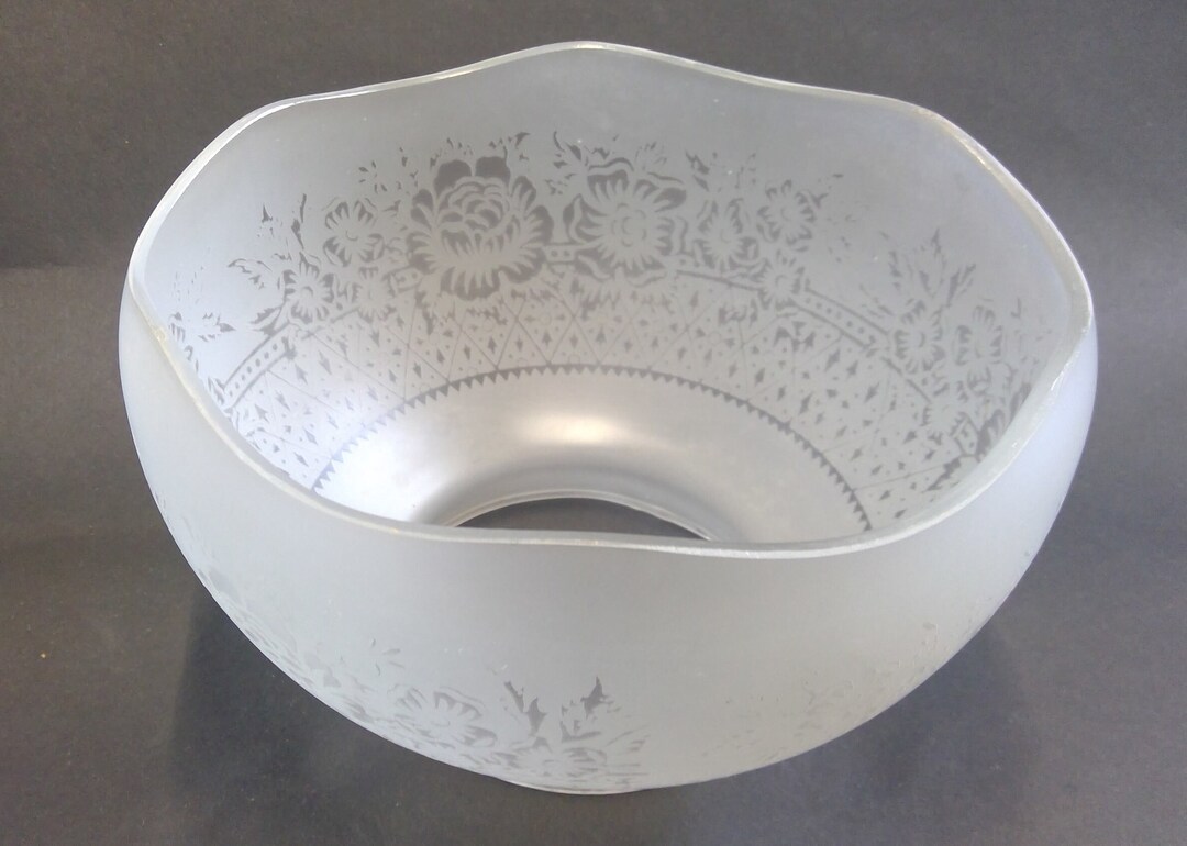 Satin Etched Gas Shade Etched 4" Fitter Shade Lamp Fixture Replacement ...