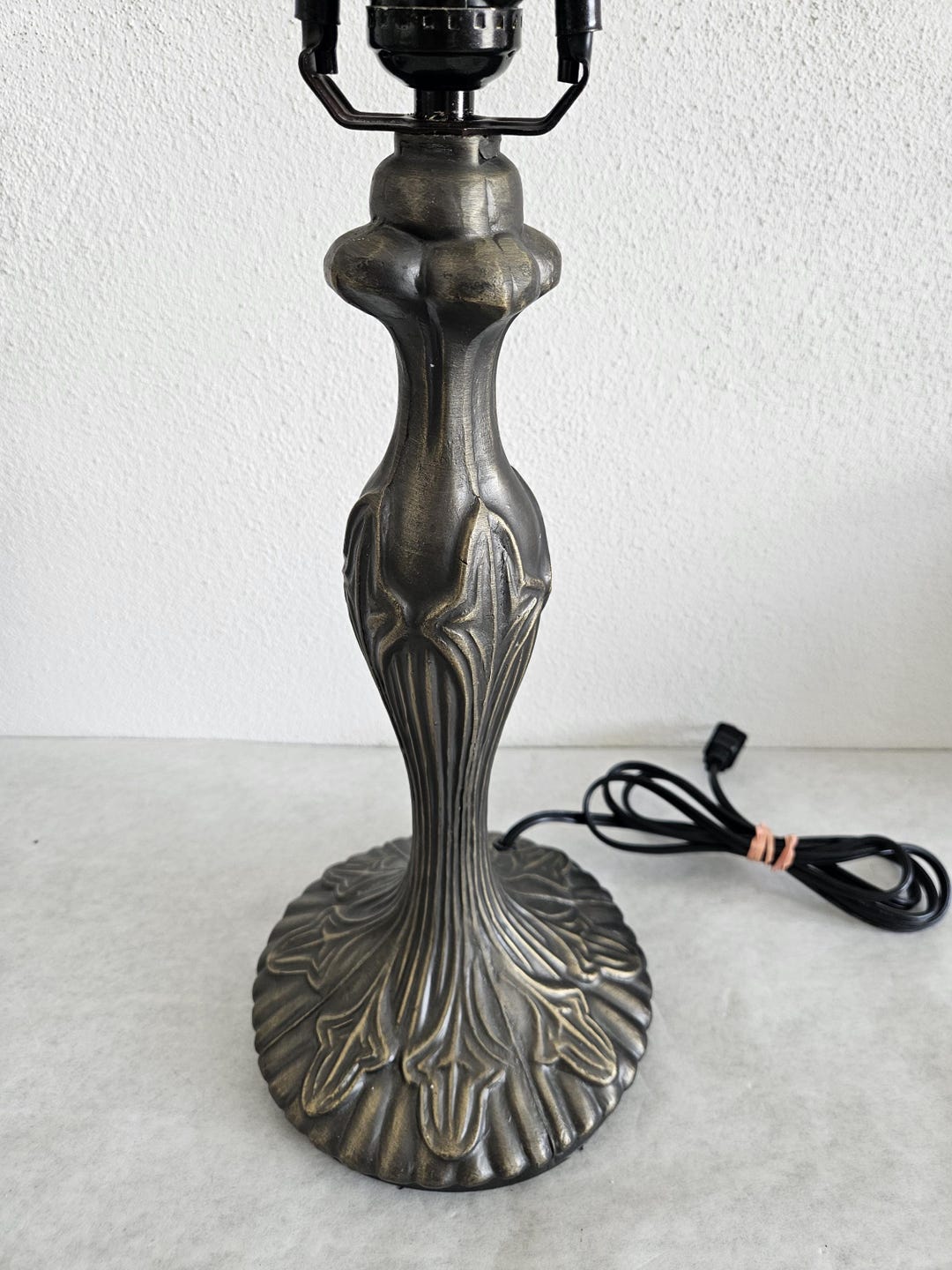 Vintage Tiffany Style Floral Style Lamp Base 20 1/2" Antique Bronze ...