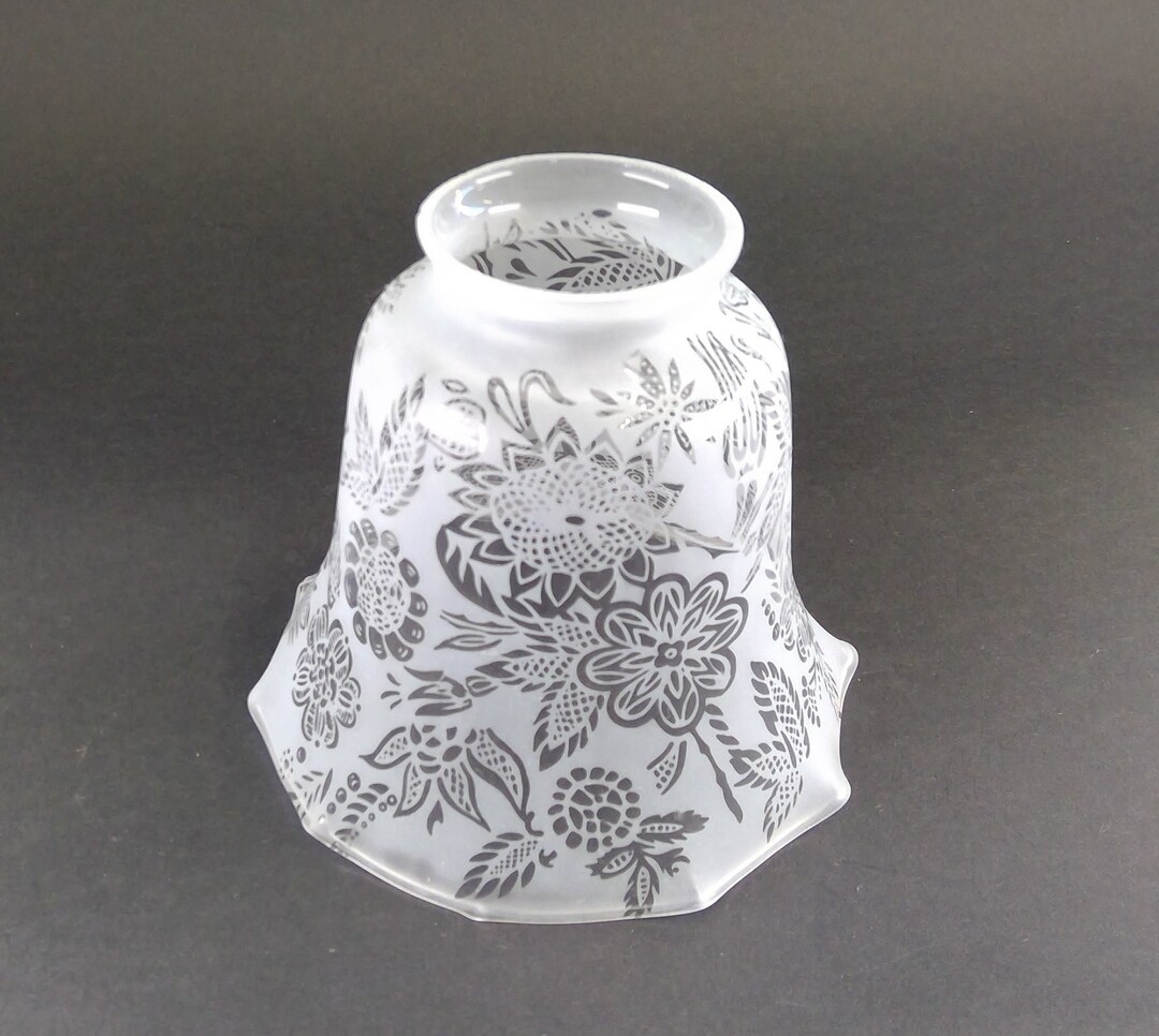 Floral Decorated Glass Lamp, Fixture or Fan Shade - Etsy