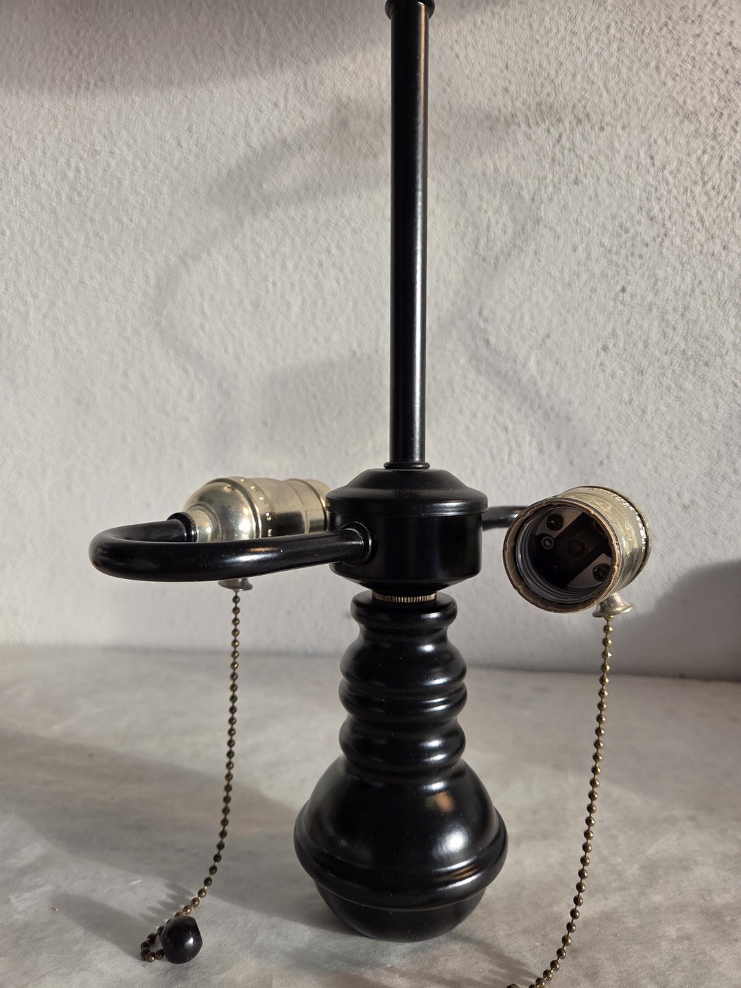 2 Lite Pull Chain Sockets Cluster Lamp Top Black Finish Used Part - Etsy