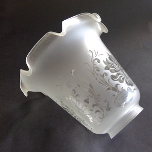 Floral Etched Glass Shade Fan, Fixture, Floor Lamp Flower Design 6" X 5 ...