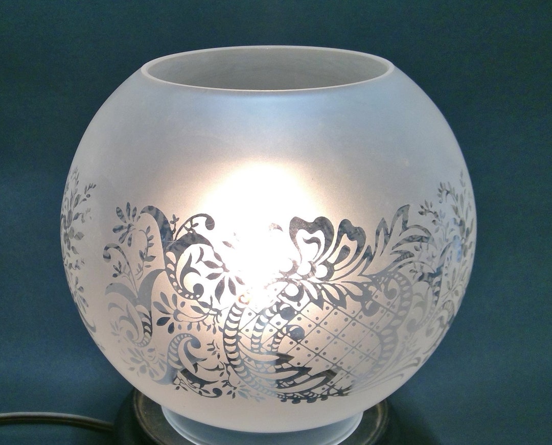 6 Etched Ball Oil or Gas Lamp Shade, Lamp Replacement, Kero Rayo Parlor ...