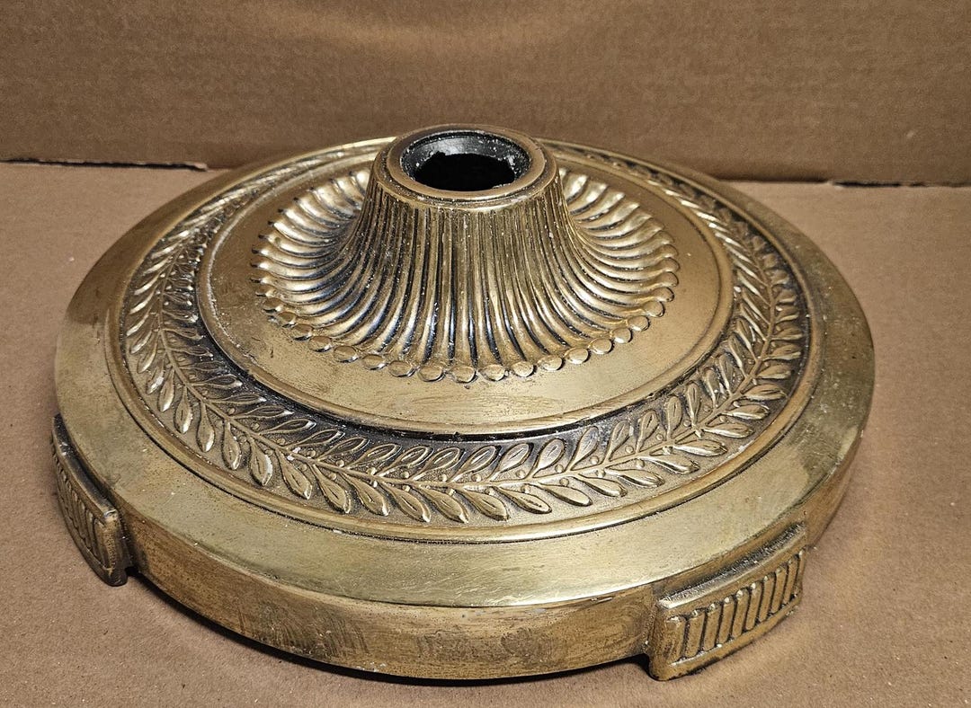 Vintage Polished Brass Cast Metal Floor Lamp Base 11" Heavy 5 Pounds ...