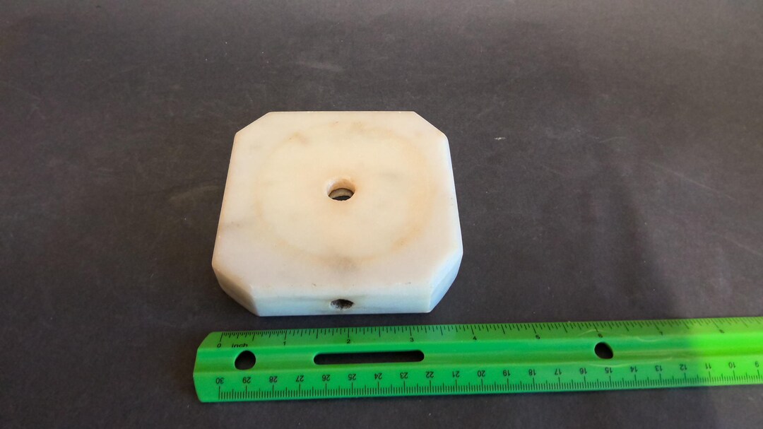 Vintage Marble Lamp Base 4" Wide With Beveled Edge DYI Reutilize Part ...