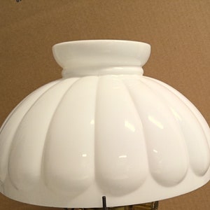 10" Oil Lamp Shade White Mellon Style Opal Shade Globe Rayo Style Oil ...