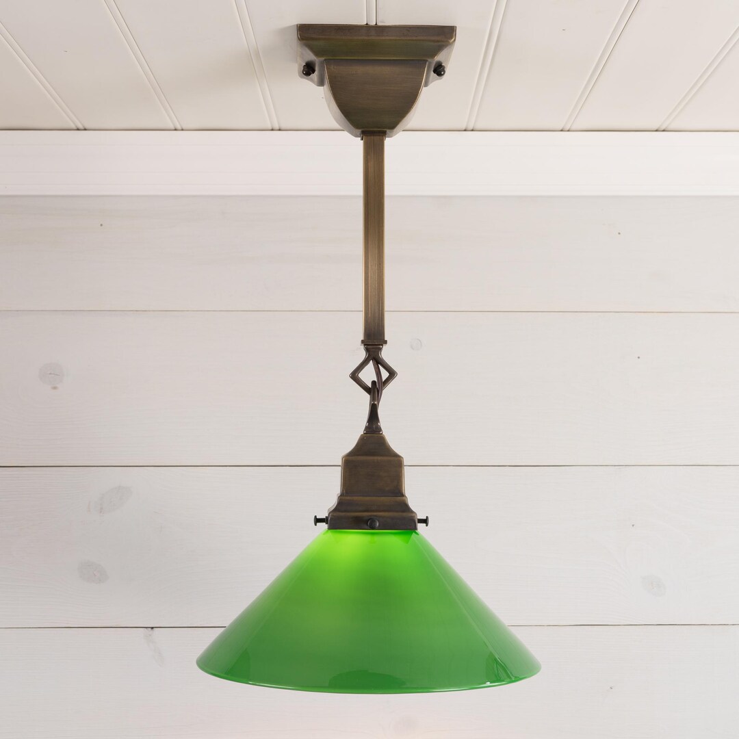 10" Green Cone Mission Craftsman Style Ceiling Fixture Pendant Light - Etsy