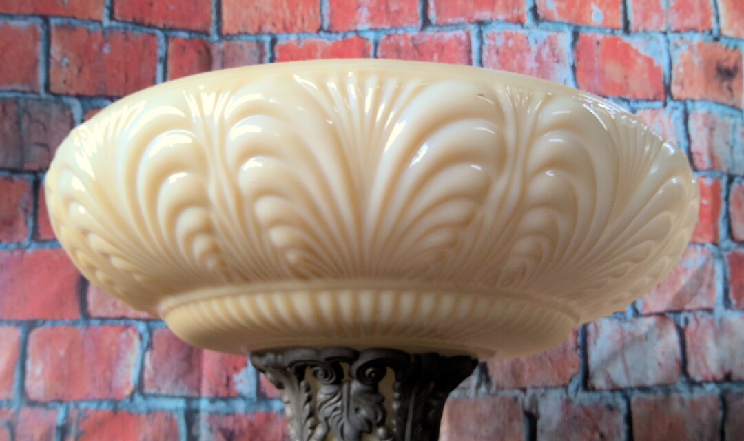 Vintage Style Torchiere Shade Embossed Art Deco Floor Lamp Tan Nugold ...