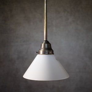 Vianne Opal White Milk Glass Cone 8" Pendant Light Fixture Kitchen Bath ...