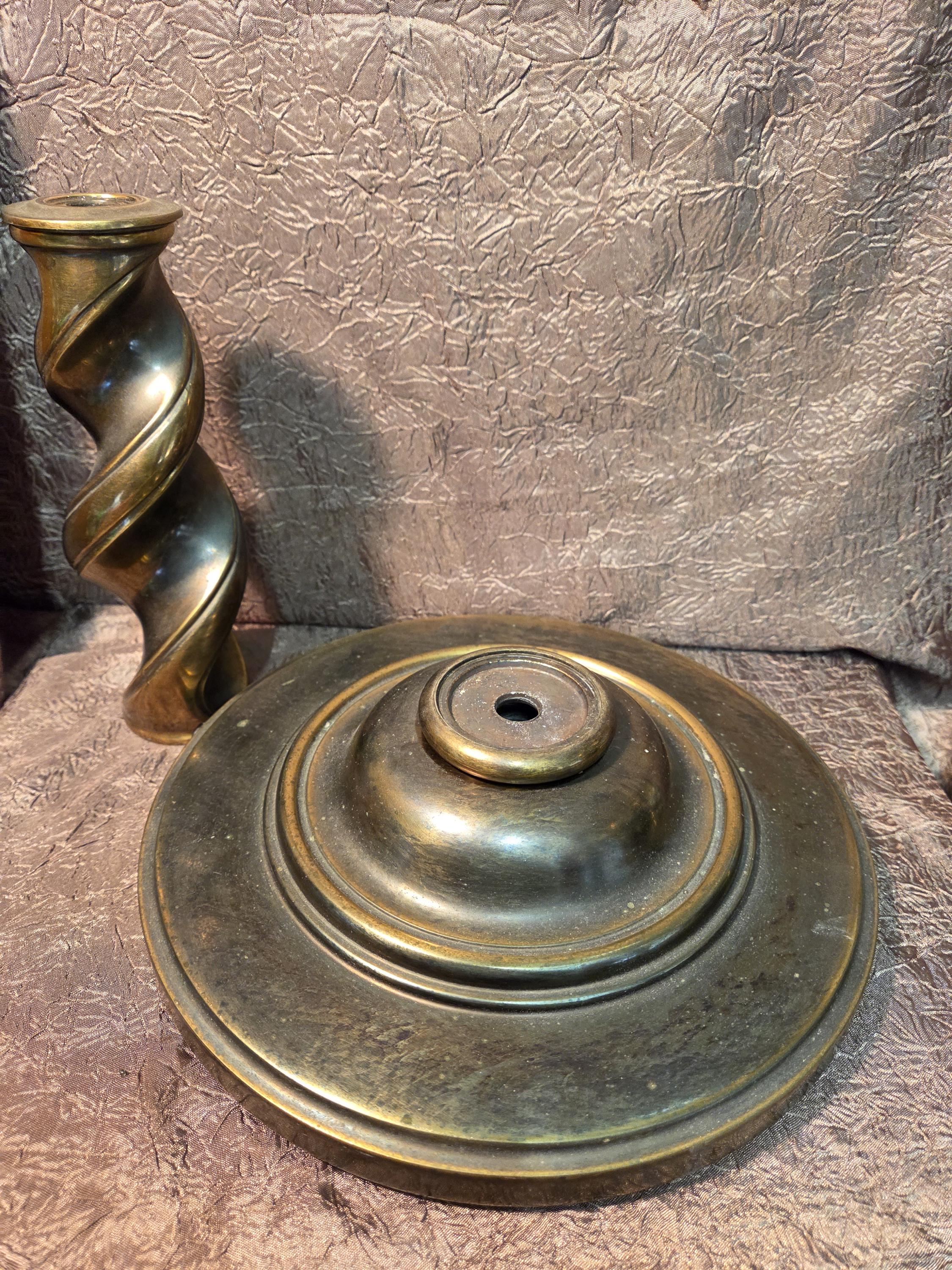 Vintage Barley Twist Stiffel Cast Metal Floor Lamp Base 9 3/4" Flat 3 ...