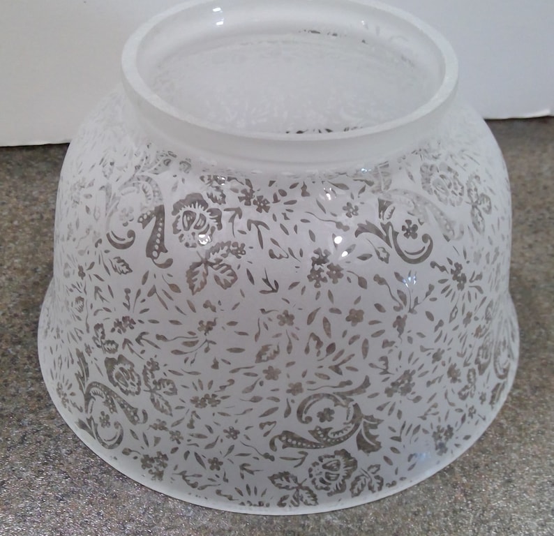 Gas Shade Etched Floral Pattern 4" Fitter Shade Lamp Fixture Globe ...