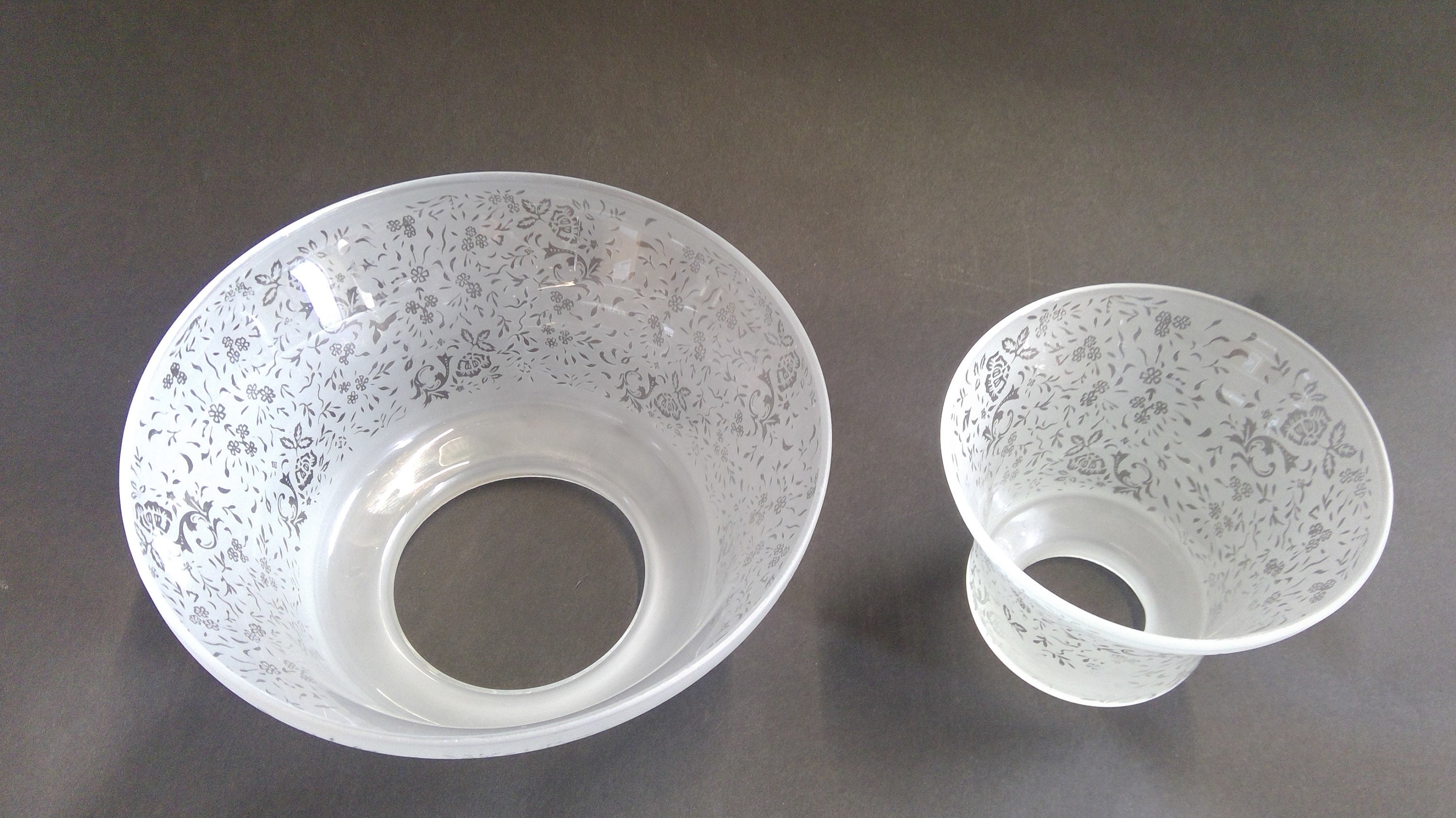 Floral Decorated Etched Gas Shade or Electric Shade Choice 4" Fitter or ...