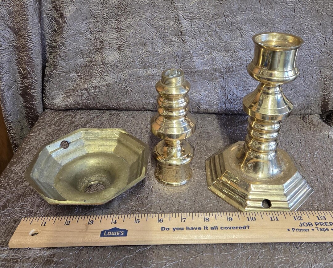 Pair Table Lamp Base Kit of Solid Brass DIY Starter Boudoir Size Lamp ...
