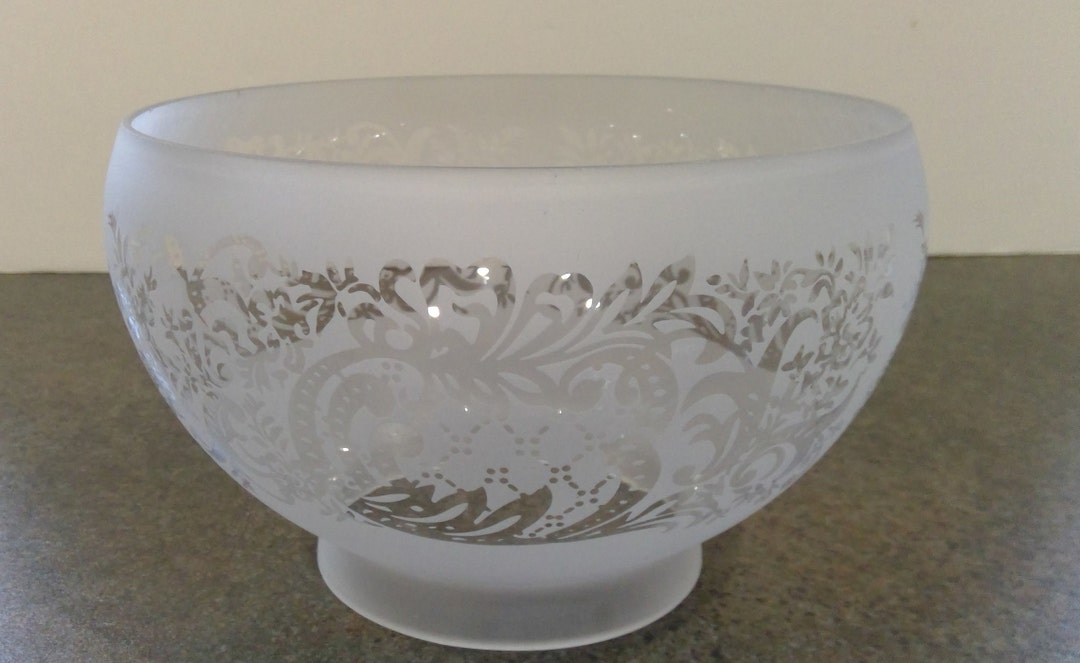 Satin Etched Gas Shade Etched 4" Fitter Shade Lamp Fixture Replacement ...