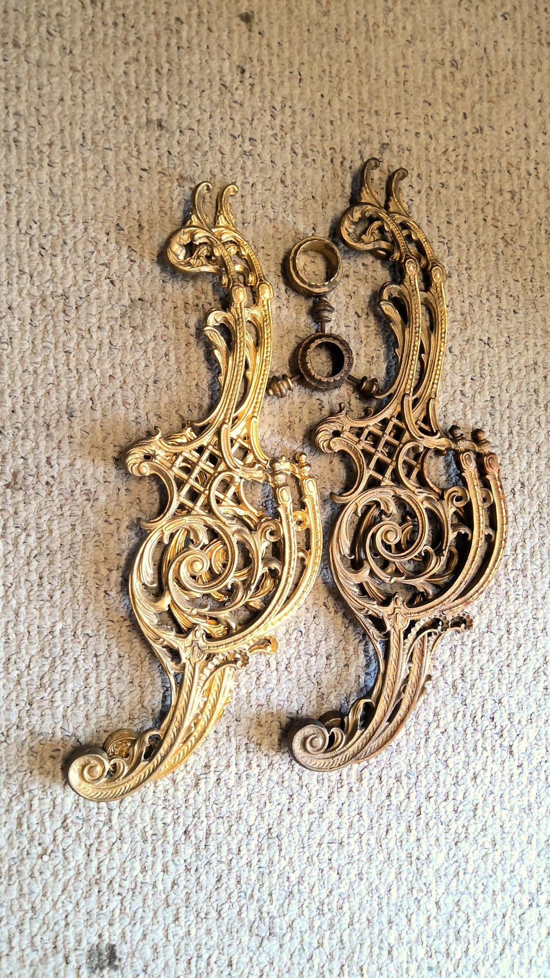 Floor Lamp Base Solid Brass & Iron Embossed With 4 Legs DIY Starter ...