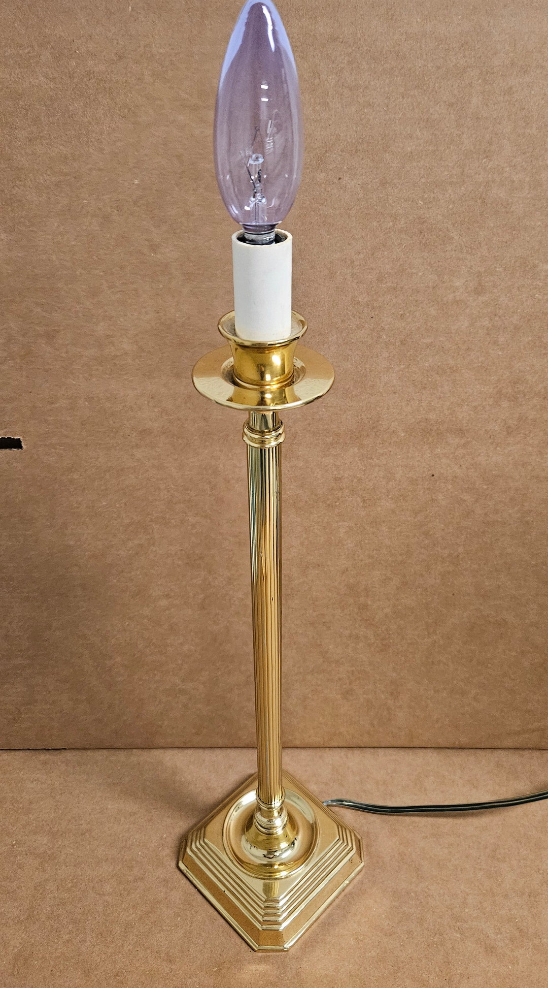 Vintage Boudoir Candlestick Lamp Solid Brass Hall, Bedside Table Lamp ...