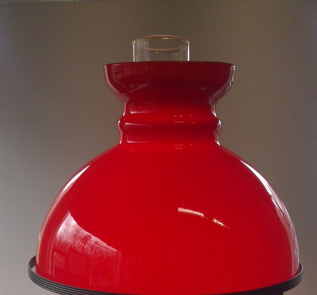 10" Student Lamp Shade Red Globe Rayo Style Oil Kerosene Cased Glass ...