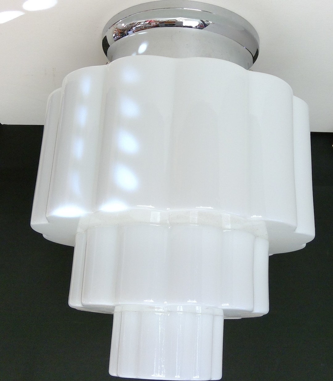 Schoolhouse Art Deco Opal White Wedding Cake Shade Flush Mount Shade - Etsy