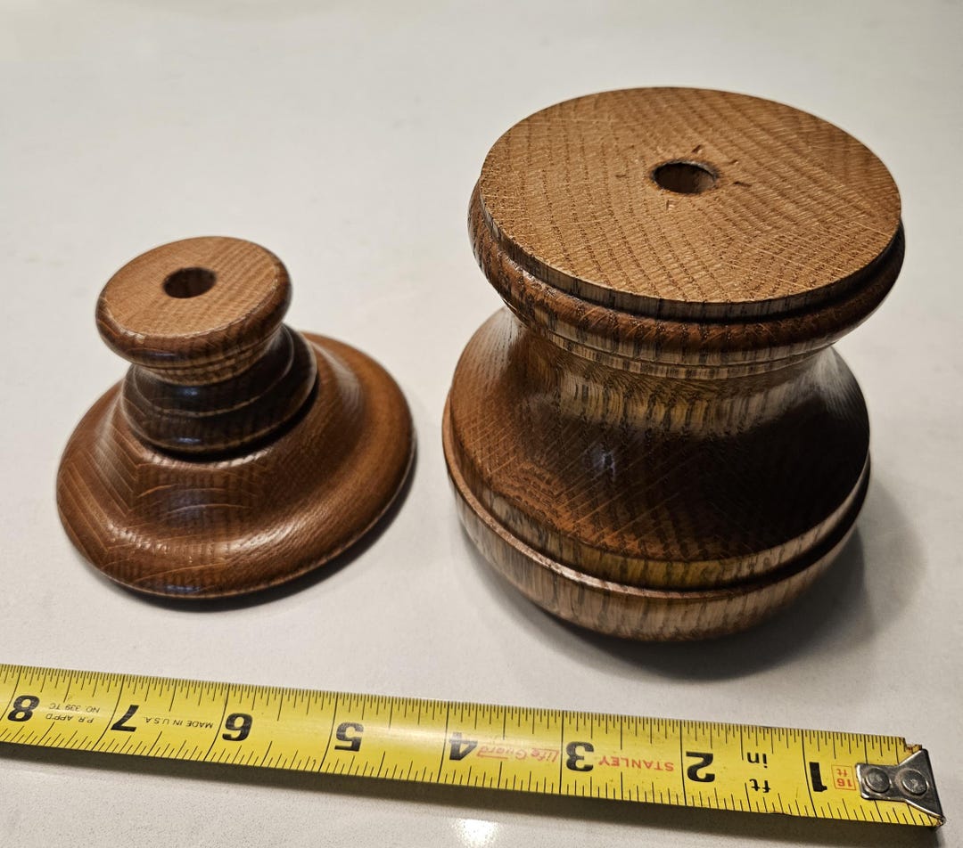2 Solid Oak Wood Turned Repurposed DIY Parts - Etsy