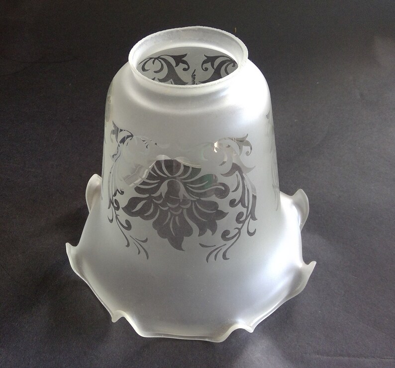 Floral Etched Glass Shade Fan Fixture Floor Lamp Flower - Etsy