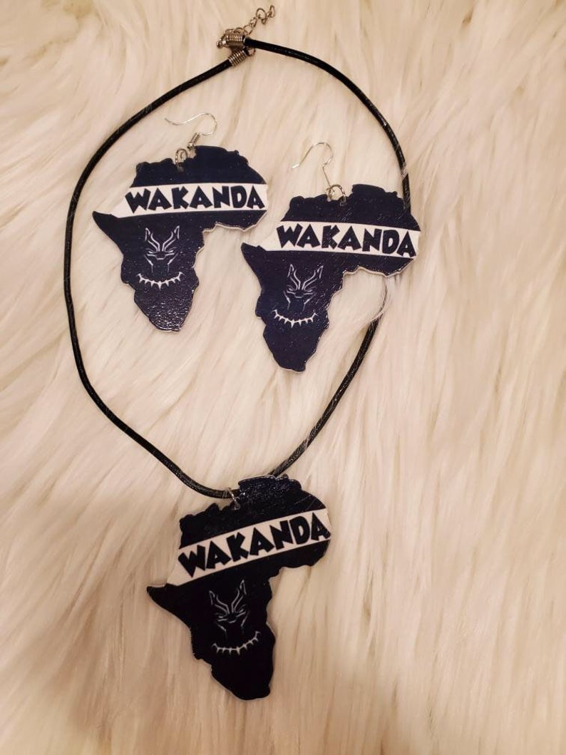 Black Panther Wakanda Forever Necklace and Earring Bundle - Etsy