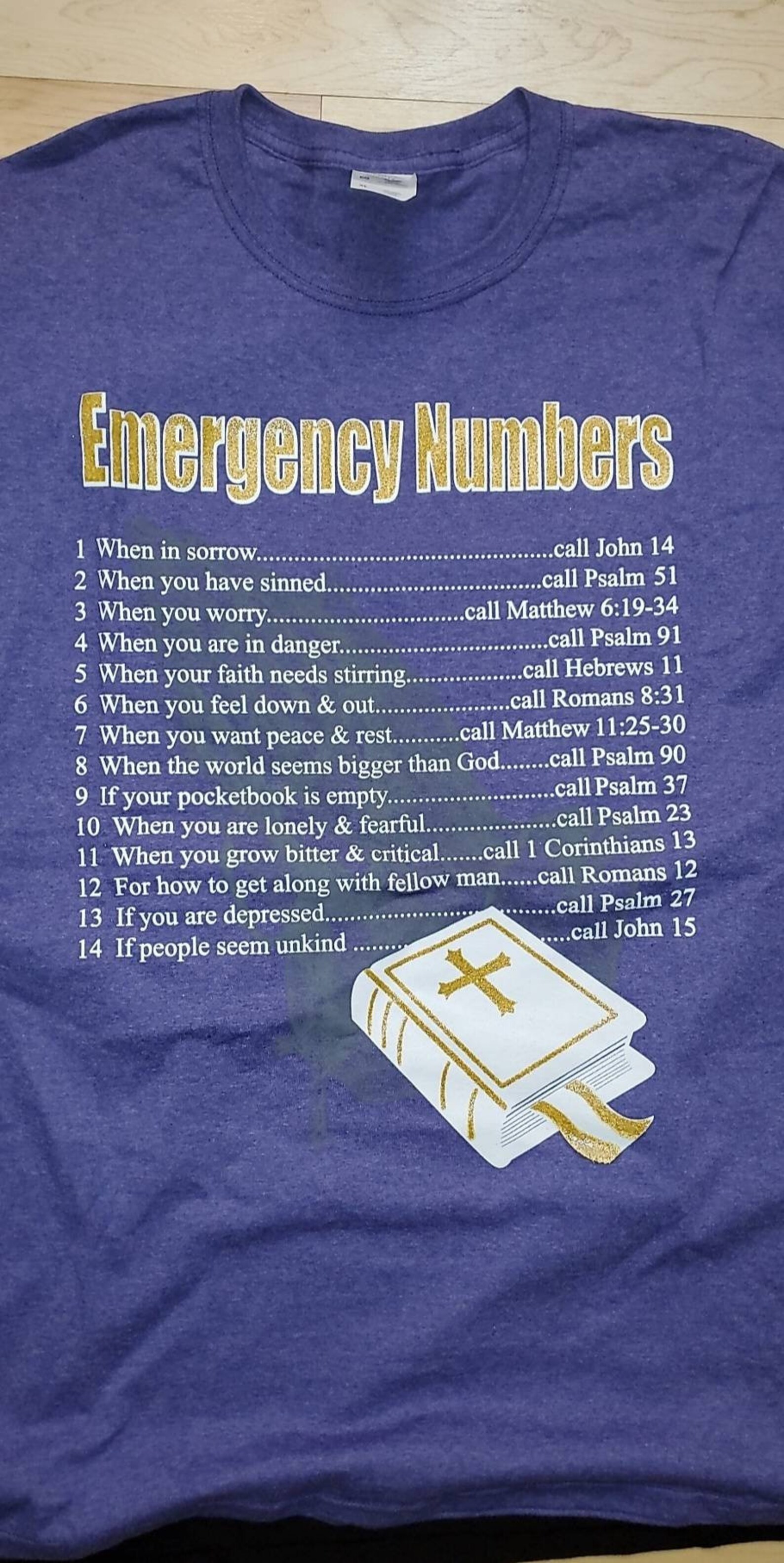 Emergency Numbers Biblical Scripture Graphic Tshirt Call on Jesus Call ...