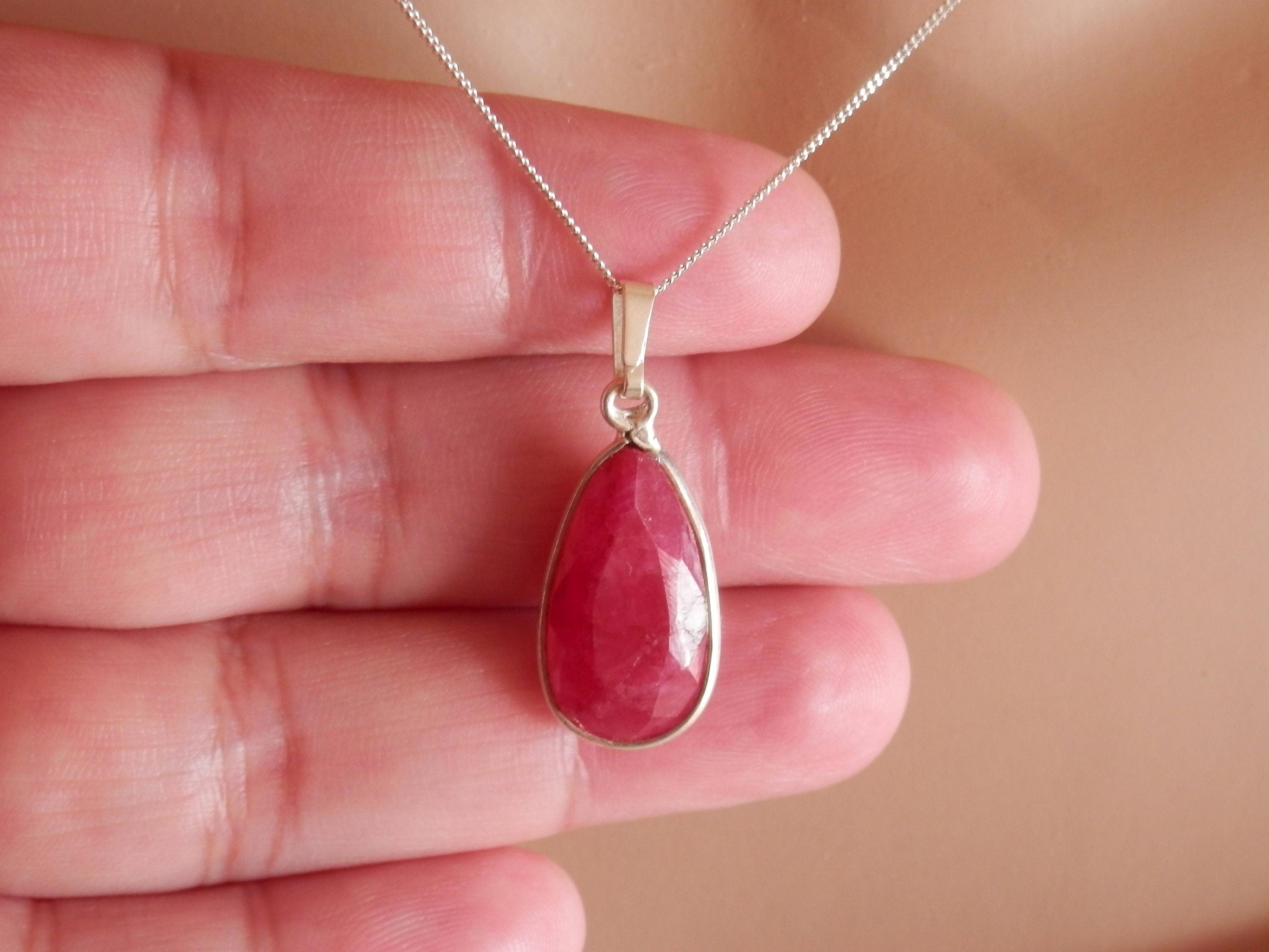 Ruby Necklace July Birthstone Necklace Genuine Ruby Pendant - Etsy