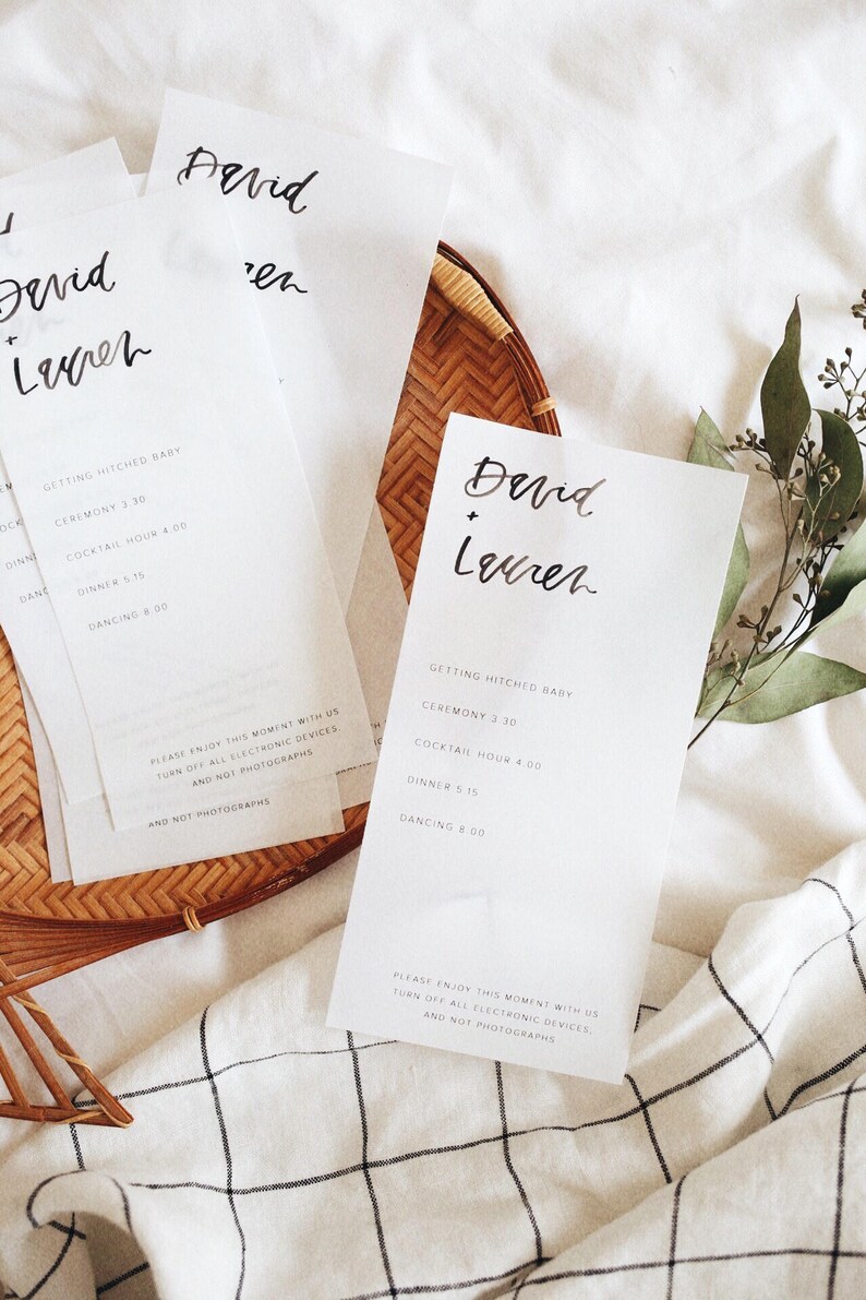 Hand Lettered Brush Calligraphy Wedding Ceremony Program on - Etsy