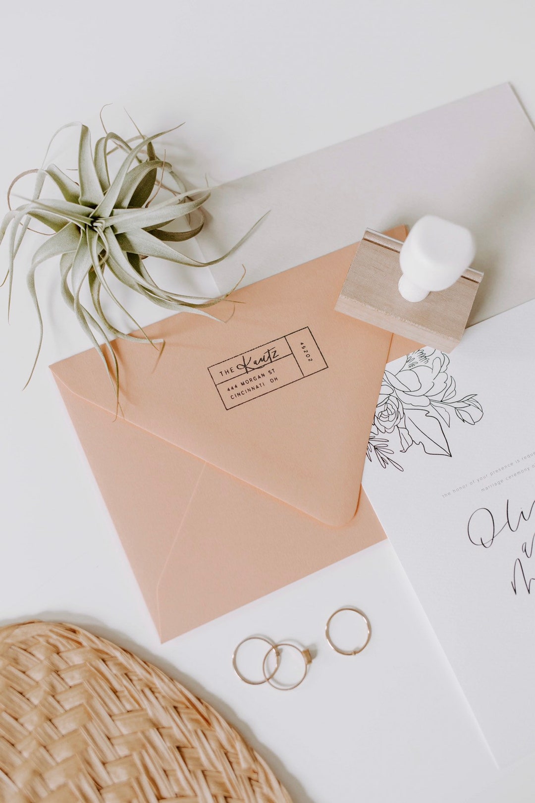 Custom Hand Lettered Address Stamp Modern - Etsy